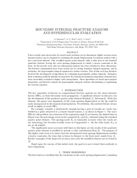 Pdf Boundary Integral Fracture Analysis And Hypersingular Evaluation