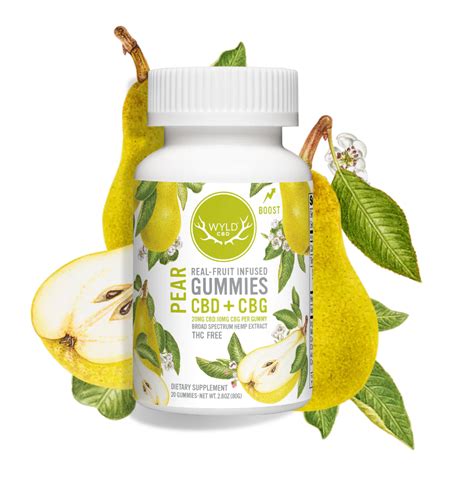 Wyld Cbd Cbg Pear Gummies 25mg Each Thc Free Broad Spectrum