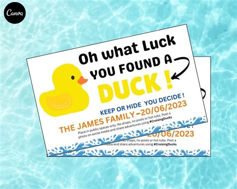 Editable Duck Cruising Ducks Tag You Found A Duck Template T For