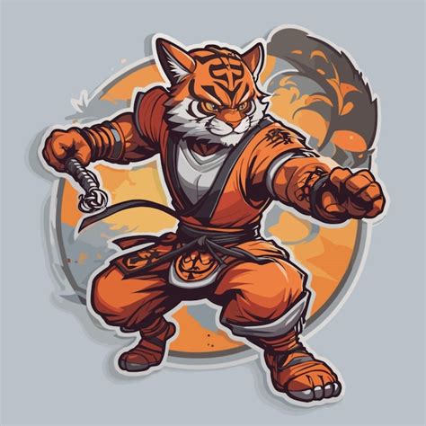 Premium Vector Tiger Ninja Warrior Cartoon Vector