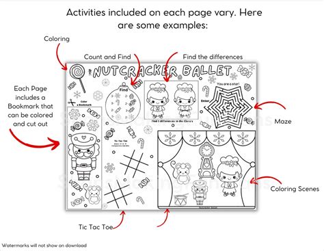 Nutcracker Ballet Activity Pages Coloring Page Digital Download
