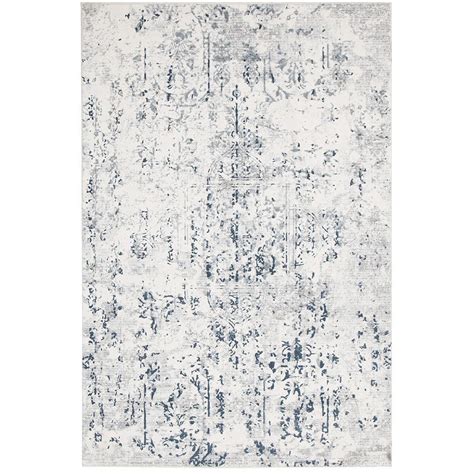 Elizabeth 332 White Blue Grey Abstract Patterned Modern Rug Rugs Of