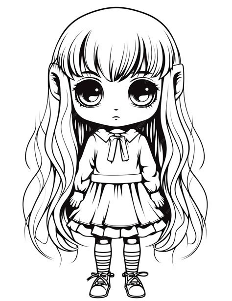 A Cartoon Girl With Long Hair And Big Eyes In A Dress Generative Ai Premium Ai Generated Image