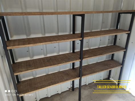 Negro Mate Repisas De Madera Mapajo Y Tubo Cuadrado