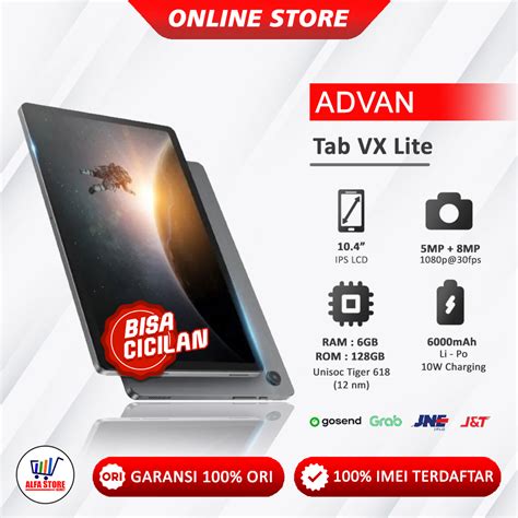 Jual Advan Tab Advan Tablet Vx Lite Ram 6 128gb 10 4inch Octa Core Simcard 4g Lte Advan Tab Vx