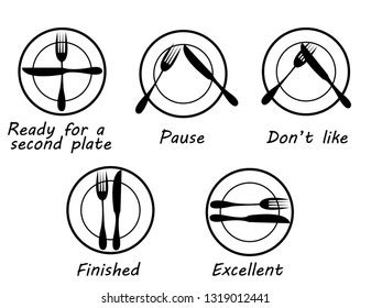 Language Cutlery Eating Rules Dining Etiquette Stock Vector Royalty