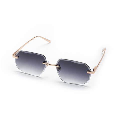 Metal Frameless Diamond Cut Spring Hinge Sunglasses Sagrav