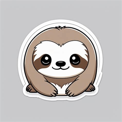 Premium Ai Image Cute Kawaii Sloth Illustration