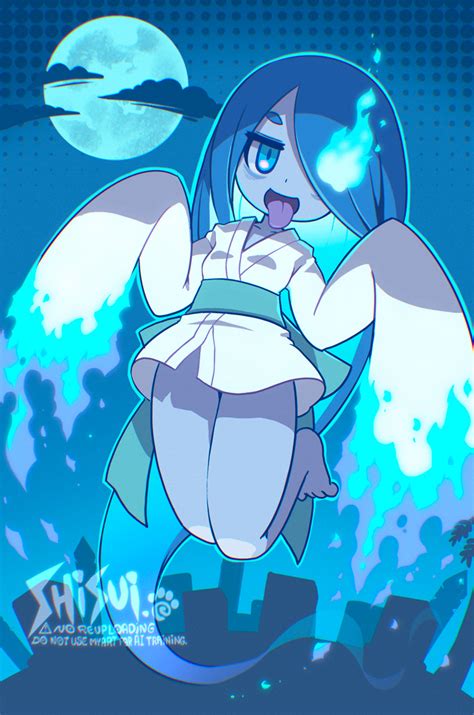 Shisui Original 1girl Artist Name Barefoot Blue Eyes Blue Fire Blue Hair Feet Fire