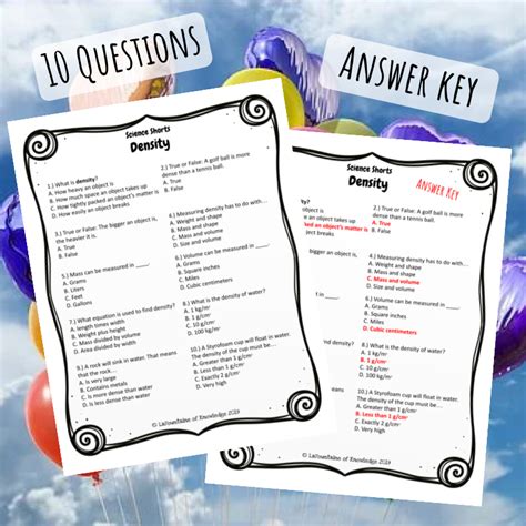 Density Reading Comprehension Passage Print And Digital Classful