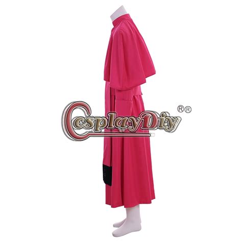 Cosplaydiy Roman Red Priest Cassock Robe Gown Clergyman Vestments Medieval Ritual Robe Gothic