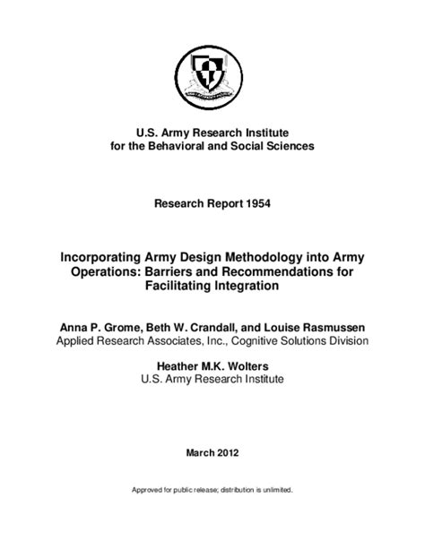 Pdf Incorporating Army Design Methodology Into Army Operations