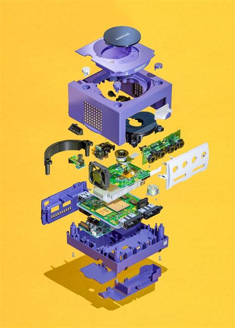 Retro Gaming Consoles Exploded Art Gamecube Artwork Nintendo