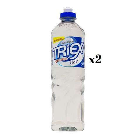 Kit 2 Detergente Lava Louças Clear Limpeza Geral 500ml Triex