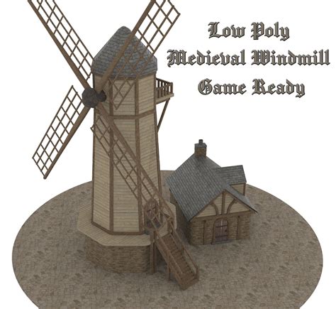 3d Model Medieval Windmill Vr Ar Low Poly Cgtrader