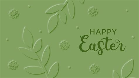 Premium Vector Green Easter Background With Paper Style Flowers