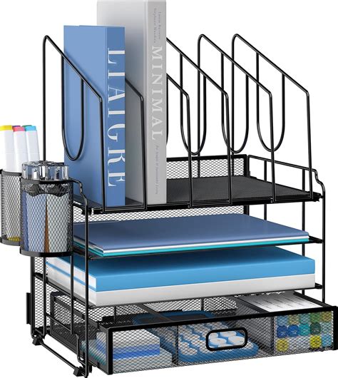 Daltack 4 Tier Mesh Desk Organizer With Drawer Desktop
