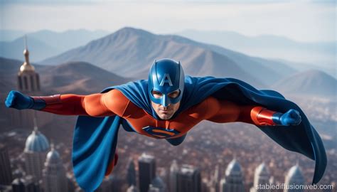 Blue Super Hero With Cape And Purple Mist Surrounding His Fist Prompts