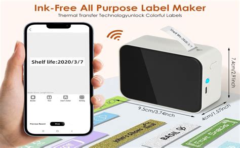 Mini Thermal Printer With Tape Wireless Label Maker Portable Pocket Printer Inkless Printer