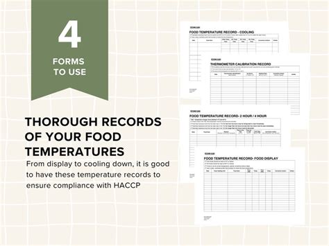 Food Temperature Record Sheets For Restaurants Cafe Bakery Catering