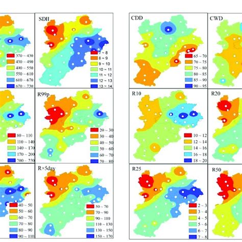 Spatial Distribution Of Annual Averaged Extreme Indices In