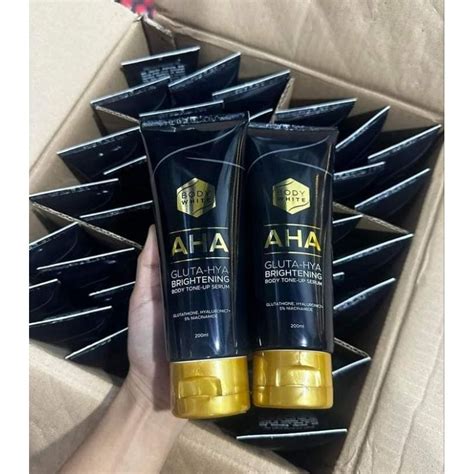 Jual Body White Aha Gluta Hya Brightening Body Tone Up Serum 200ml