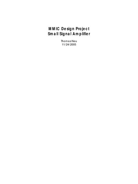 Pdf Mmic Design Project Small Signal Amplifier Dokumentips