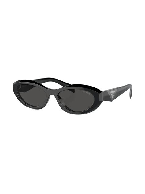 Prada Eyewear Oval Frame Sunglasses Black Farfetch