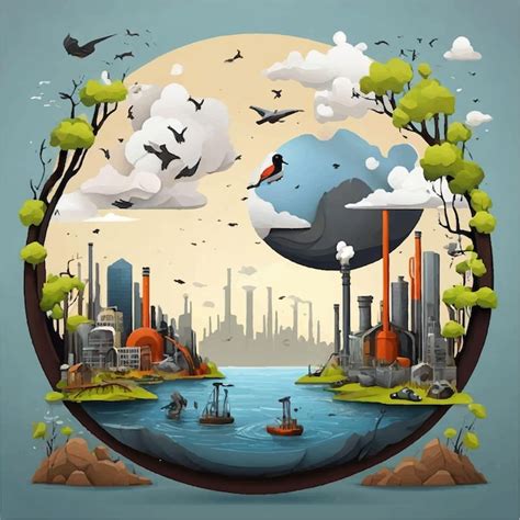 Ecosystem And Pollution Concept Vector Premium Ai Generated Vector