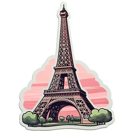 Premium Photo Eiffel Tower Cute Sticker White Background