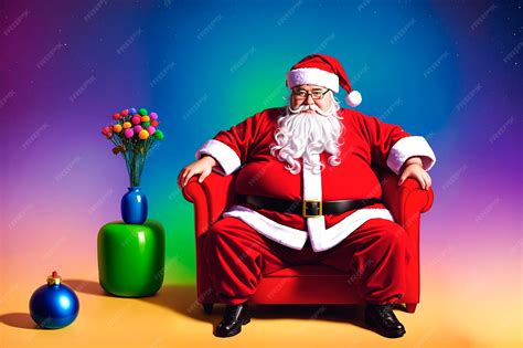 Premium Ai Image Fat Santa Claus Is Sitting In A Red Armchair