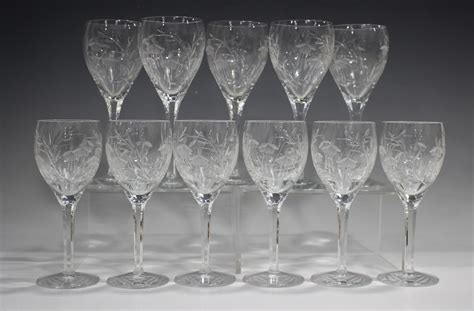 A Part Service Of Stuart Crystal Cascade Fuchsia Pattern Glasses