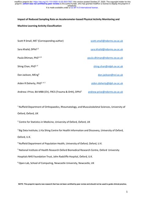 Pdf Impact Of Reduced Sampling Rate On Accelerometer Based Physical