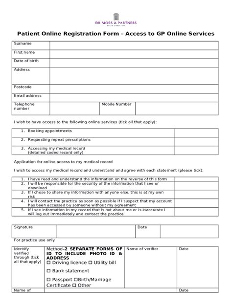 Registration Access To Gp Online Services Doc Template Pdffiller
