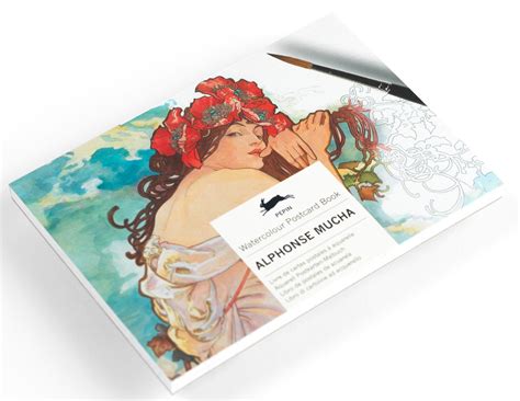 Alphonse Mucha Watercolor Postcard Book