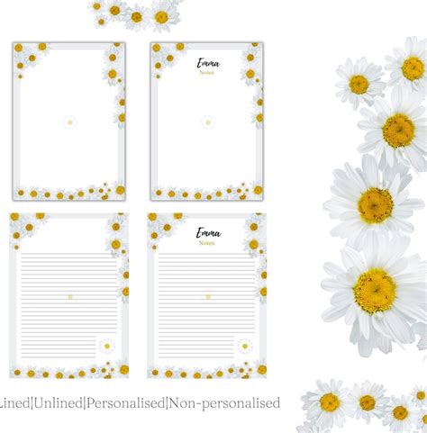 Daisy Flower Cute Stationery Notes Planner Floral Notepaper Printable
