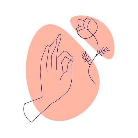 Premium Vector Hand With Flower Esoteric Symbol Hand Drawn Linear