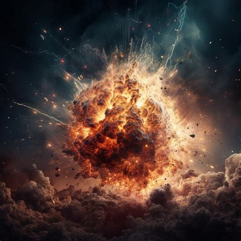 Premium Ai Image A Large Explosion Of A Explosion Of Lightning