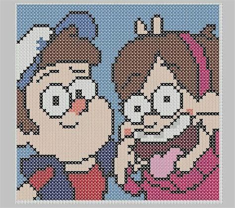 Dipper And Mabel Gravity Falls Cross Stitch Pixel Art Pattern Cross Stitch Art Fall Cross
