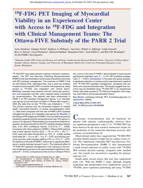 Pdf 18f Fdg Pet Imaging Of Myocardial Viability In An Experienced