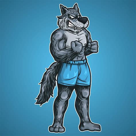Premium Vector Wolf Logo Mascot Illustration Standing For Fitness