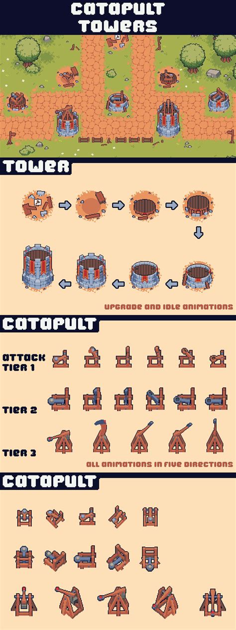Catapult Towers Pixel Art For Tower Defense