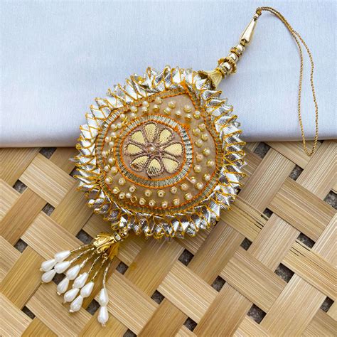 Cheed Base Design Traditional Gota Patti Handmade Golden Rakhi For
