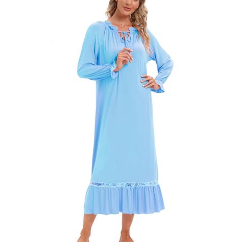 Victorian Nightgowns For Women Long Sleeve Vintage Sleepwear Soft Night