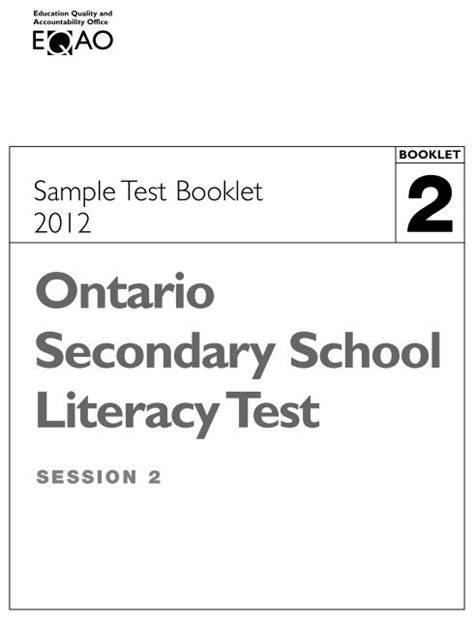 Osslt Sample Test Booklet 2 2012 Pdf Thornlea