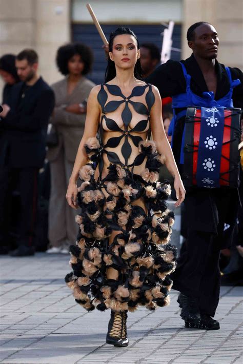 Katy Perry Wore A Barely There Leather Gown With Cutouts