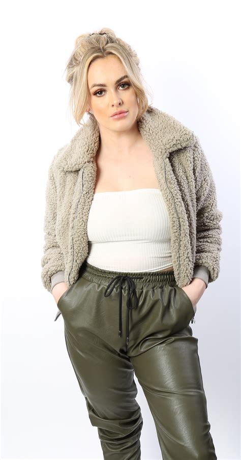Adele Greybeige Borg Teddy Zip Up Bomber Jacket Coat Littlemadam