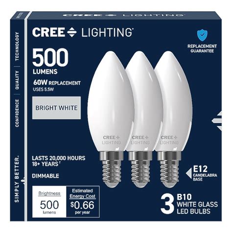 Cree Lighting 60 Watt Eq B10 Bright White Candelabra Screw Base E12