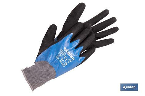 Guantes Impregnados De Nitrilo Sandy De Doble Capa Color Azul