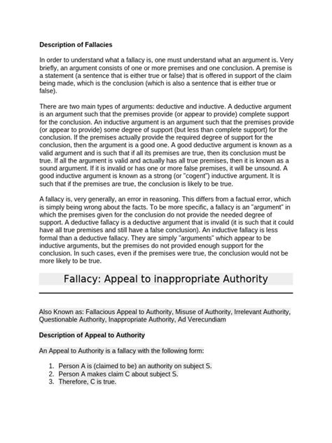 Fallacies 1 Pdf Argument Deductive Reasoning